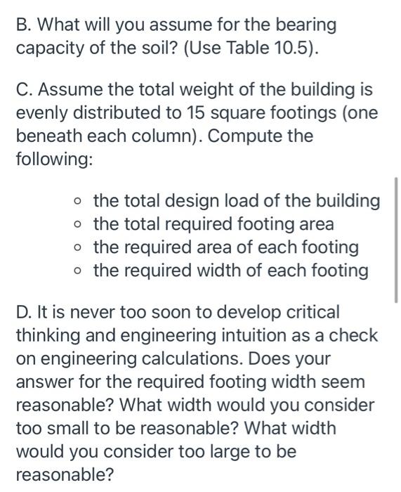Solved You will perform an initial footing design for a | Chegg.com