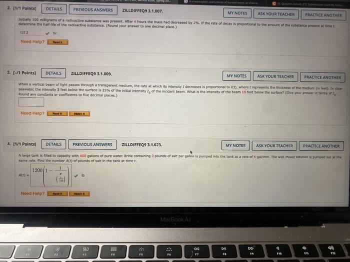 Solved 2 [1/1 Points DETAILS PREVIOUS ANSWERS ZILLDIFFEQ9 | Chegg.com Solved 2 [1/1 Points DETAILS PREVIOUS ANSWERS ZILLDIFFEQ9 | Chegg.com