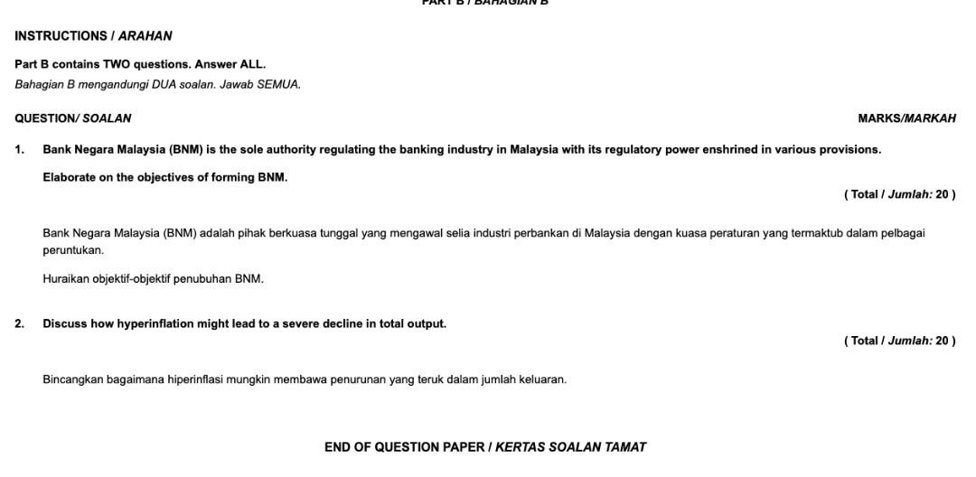 Solved PART A / BAHAGIAN A INSTRUCTIONS I ARAHAN Part A | Chegg.com Solved PART A / BAHAGIAN A INSTRUCTIONS I ARAHAN Part A | Chegg.com
