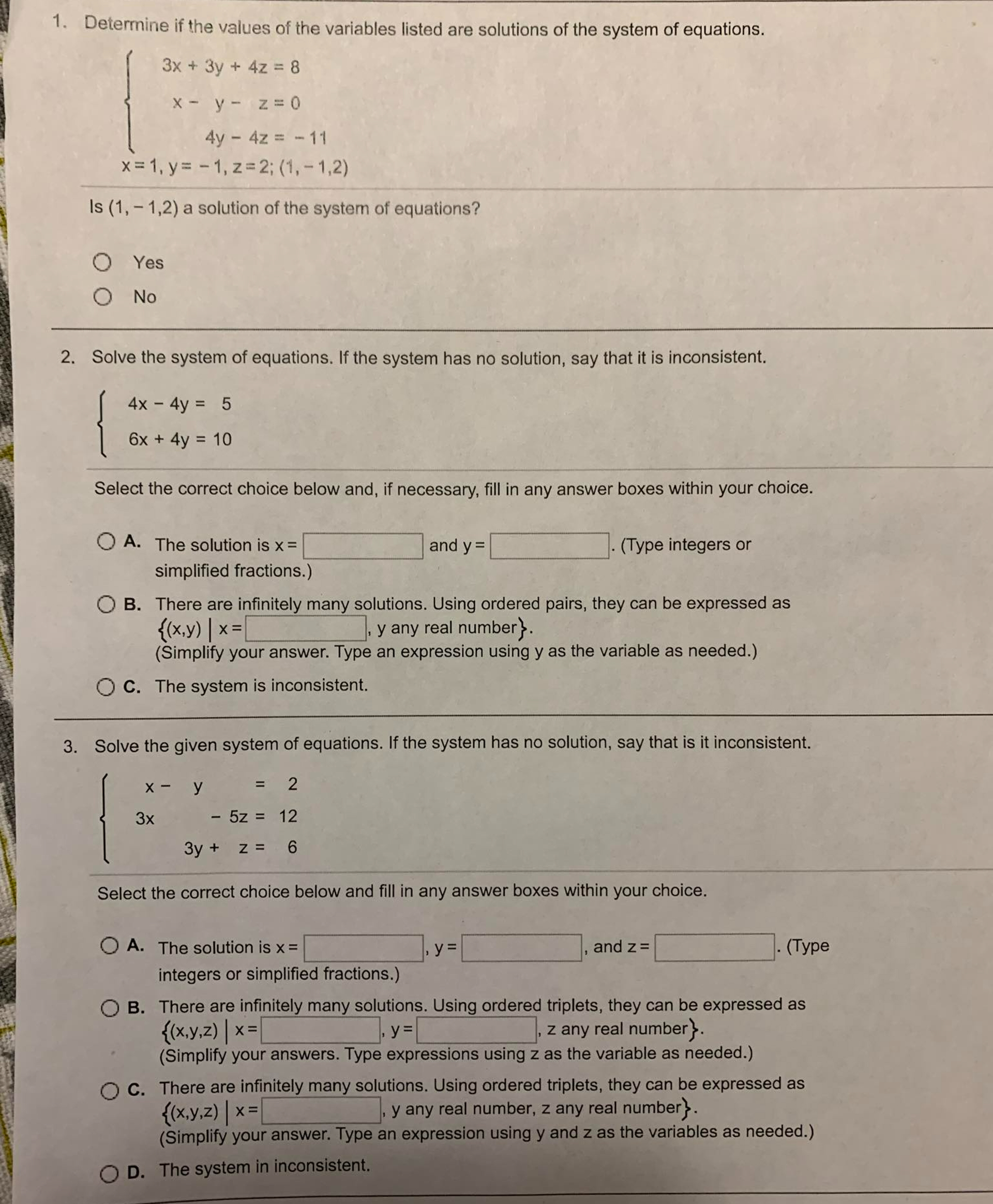 Solved Determine if the values of the variables listed are | Chegg.com