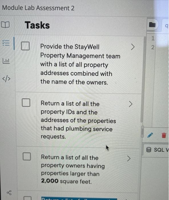 Module Lab Assessment 2 Tasks g 1 O 2. Provide the | Chegg.com