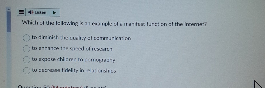 Solved ListenWhich of the following is an example of a | Chegg.com