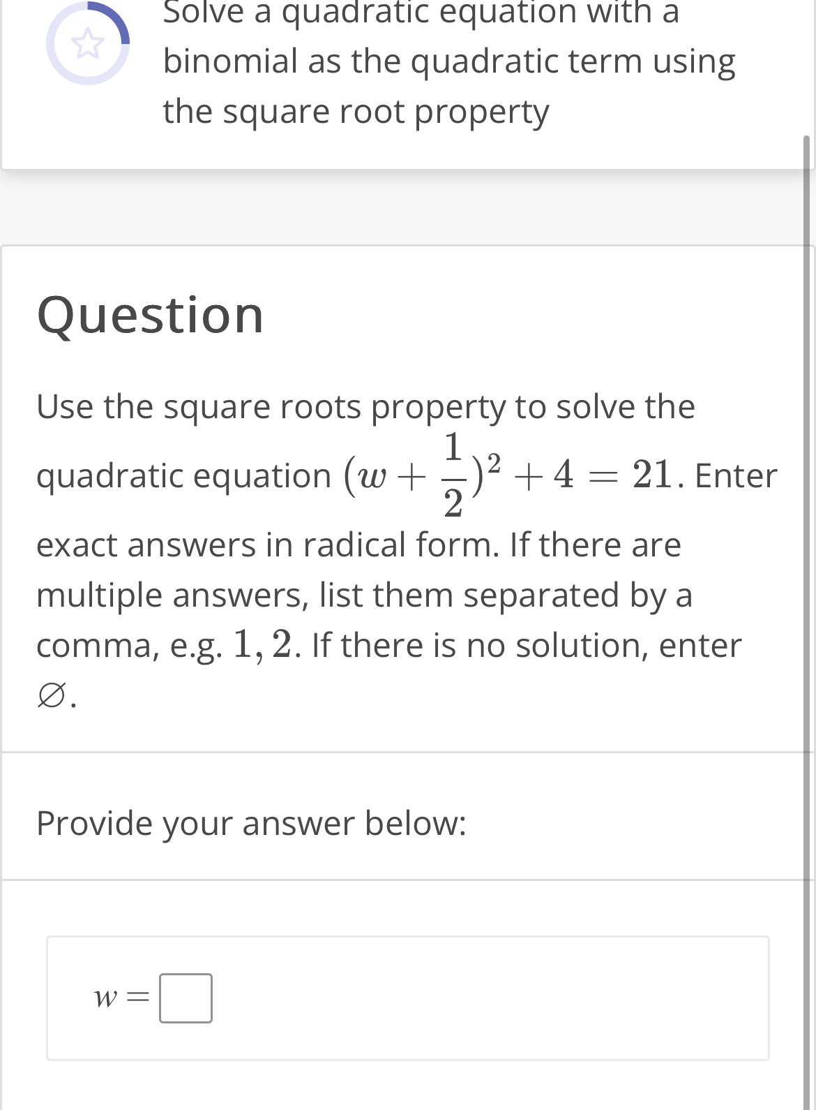 Solved Solve a quadratic equation with a binomial as the | Chegg.com