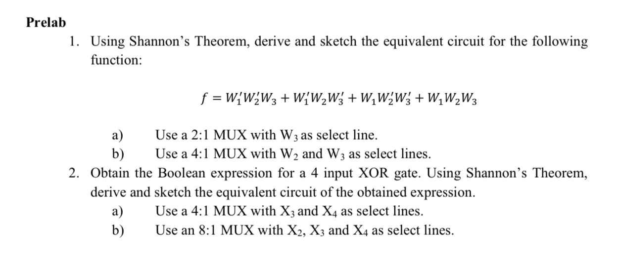 Solved PrelabUsing Shannon's Theorem, derive and sketch the | Chegg.com