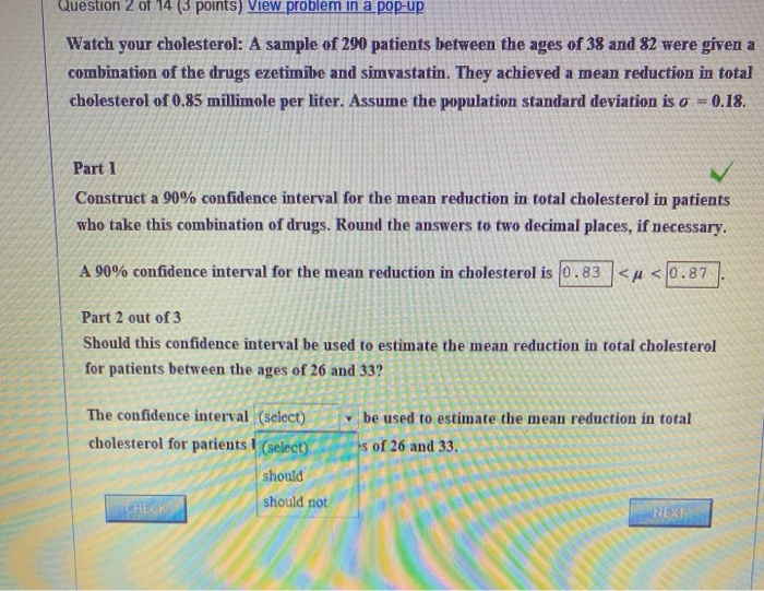 Solved Watch your cholesterol: A sample of 290 patients | Chegg.com