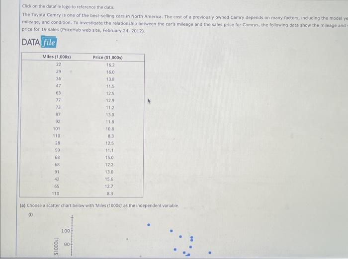 Solved Click on the datafile logo to reference the data. The | Chegg.com