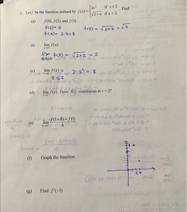 Solved Let f be the function defined by f(x)={2x22+x if x≤2 | Chegg.com