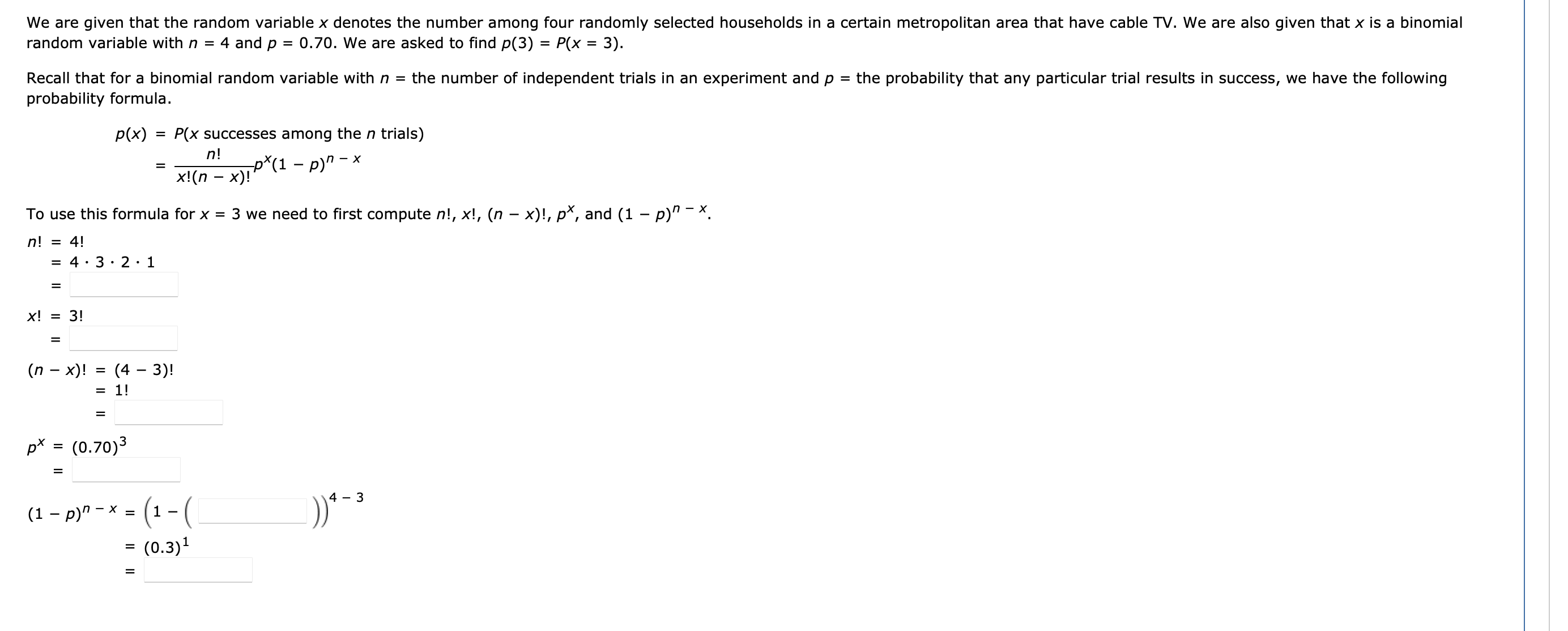 Solved random variable with n=4 ﻿and p=0.70. ﻿We are asked | Chegg.com