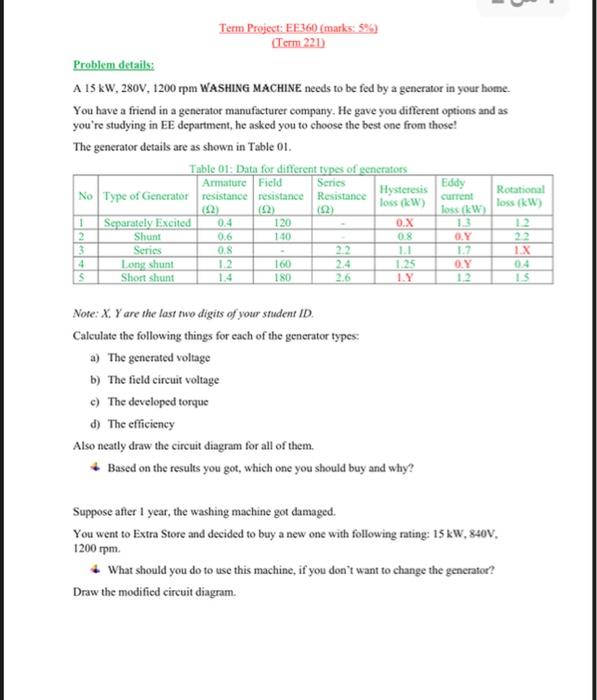 Solved Term Project: FE360 (marks: 5% (Term 221) Problem | Chegg.com