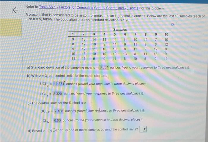 Solved Refer to Table S6 1- Factors for Computing Control | Chegg.com