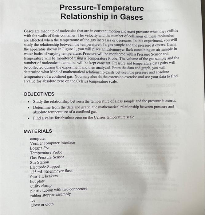 Pressure-Temperature Relationship in Gases Gases are | Chegg.com