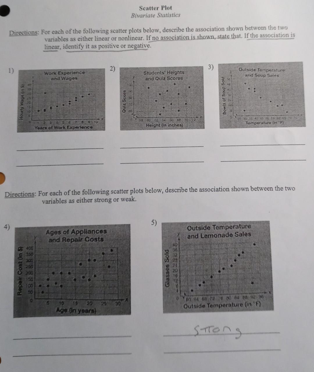 Solved Scatter Plot Bivariate Statistics Directions: For | Chegg.com