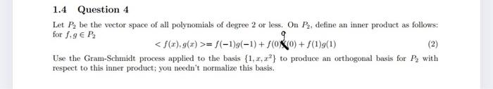 Solved Let P2 be the vector space of all polynomials of | Chegg.com
