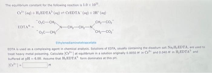 Solved The equilibrium constant for the following reaction | Chegg.com