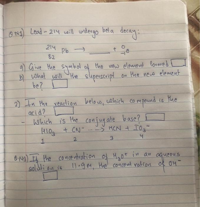 Solved ON) Lead-214 will undergo bet a decay: 214 82 Pb + . | Chegg.com