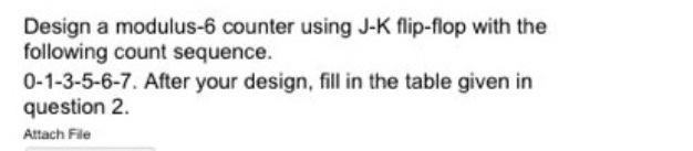 Solved Design a modulus-6 counter using J-K flip-flop with | Chegg.com