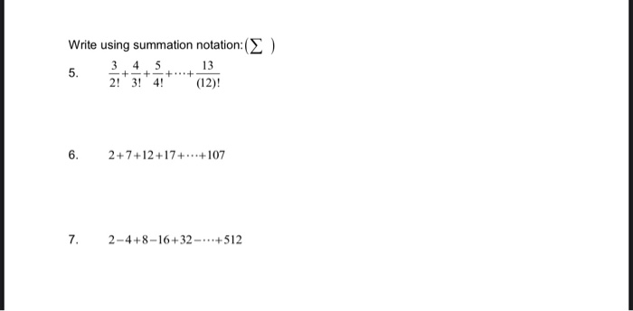 Solved Write using summation notation: ( ) 6. | Chegg.com