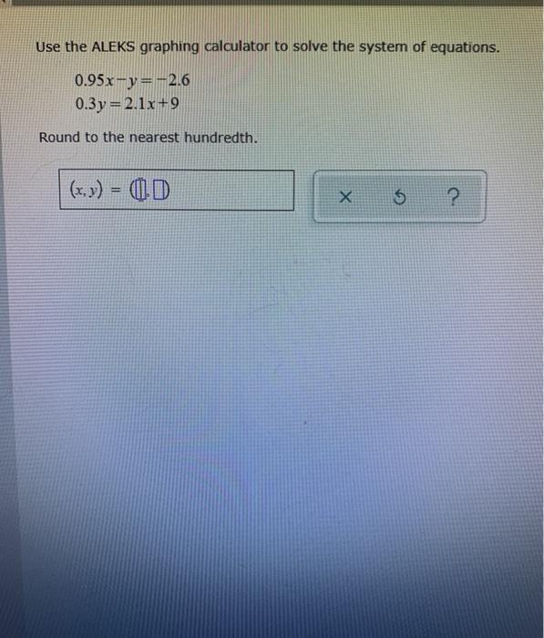 Solved Use the ALEKS graphing calculator to solve the system | Chegg.com