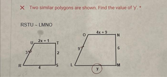 Solved X Two similar polygons are shown. Find the value of ' | Chegg.com