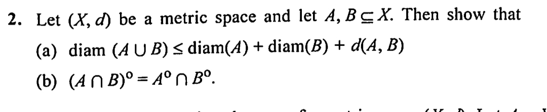 Solved Let (x,d) ﻿be a metric space and let A,Bsubex. Then | Chegg.com