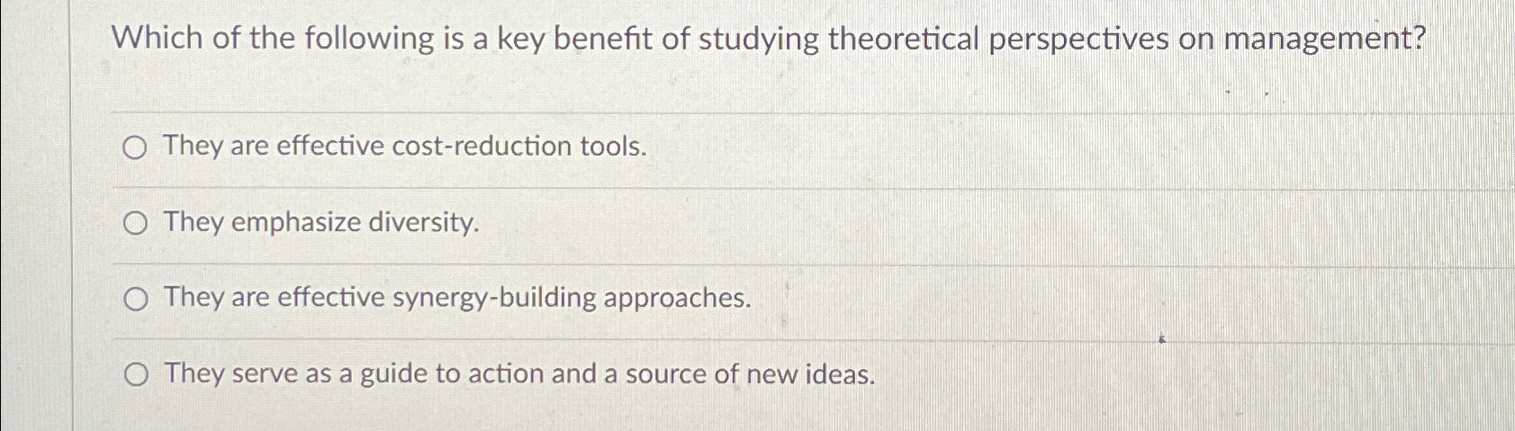 Solved Which of the following is a key benefit of studying | Chegg.com