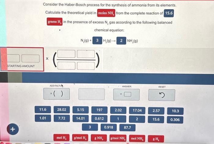 Solved Consider the Haber-Bosch process for the synthesis of | Chegg.com