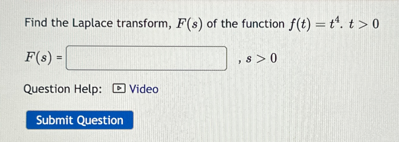 Solved Find the Laplace transform, F(s) ﻿of the function | Chegg.com