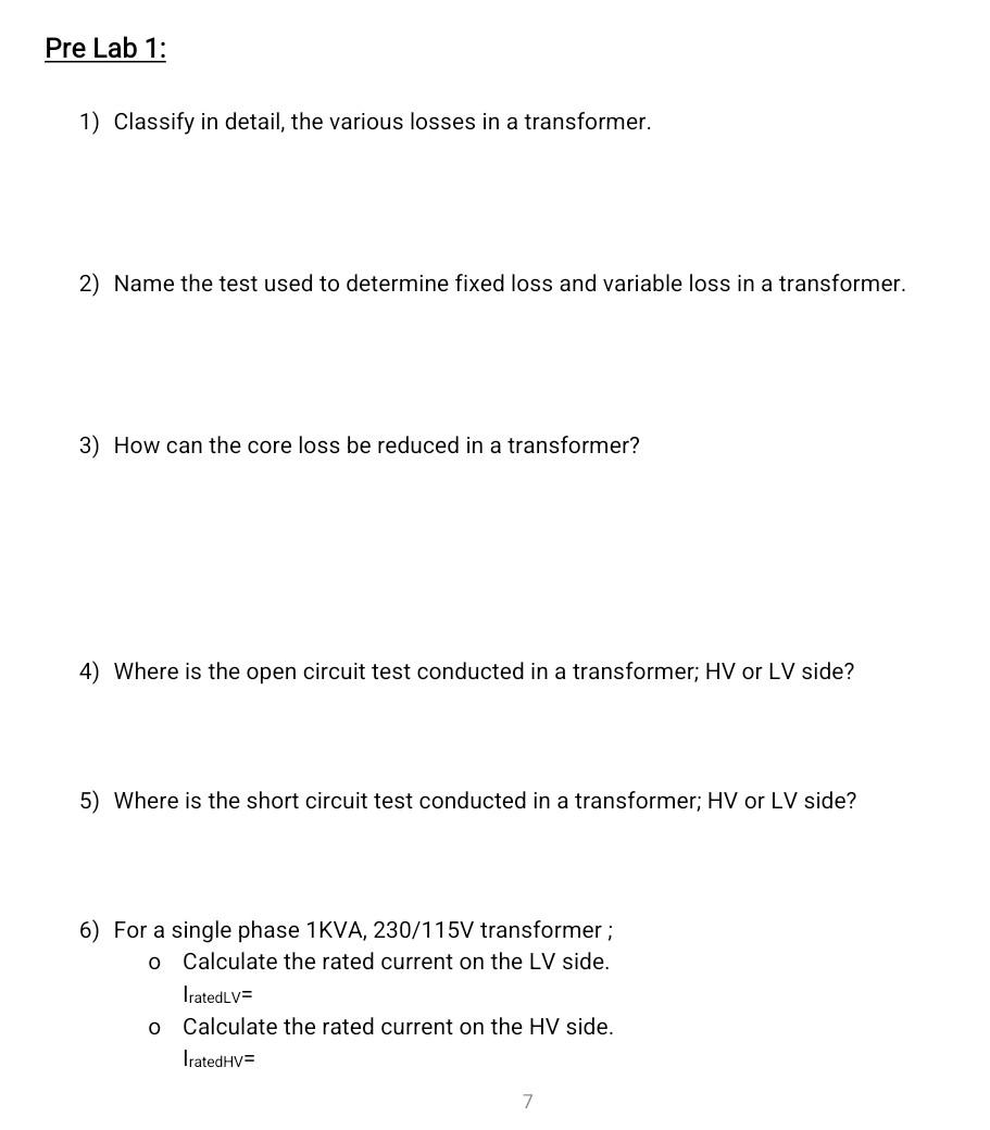 Solved Pre Lab 1: 1) Classify in detail, the various losses | Chegg.com