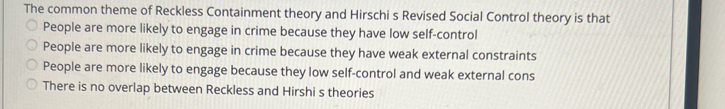 Solved The common theme of Reckless Containment theory and | Chegg.com