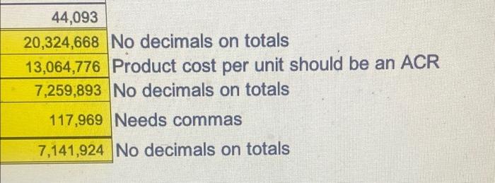Solved what does, "product cost per unit be an ACR" mean? i | Chegg.com