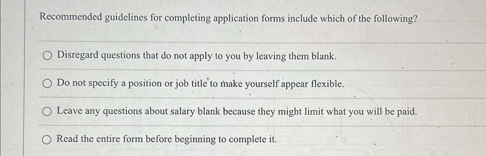 Solved Recommended guidelines for completing application | Chegg.com