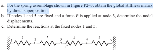 Solved a. For the spring assemblage shown in Figure P2 -3 , | Chegg.com