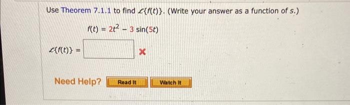 Solved Use Theorem 7.1.1 | Chegg.com