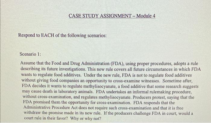 Solved CASE STUDY ASSIGNMENT - Module 4 Respond to EACH of | Chegg.com
