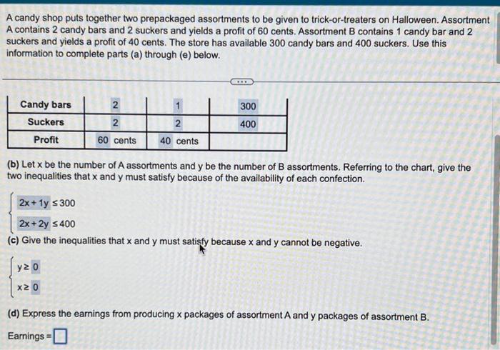 Solved A candy shop puts together two prepackaged | Chegg.com