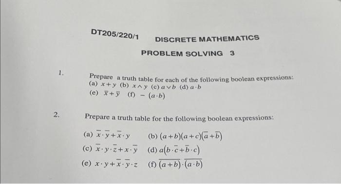 Solved please answer these boolean algebra questions 1 and 2 | Chegg.com