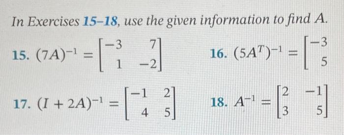 Solved In Exercises 15-18, use the given information to find | Chegg.com