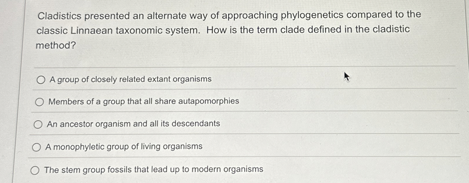 Solved Cladistics presented an alternate way of approaching | Chegg.com