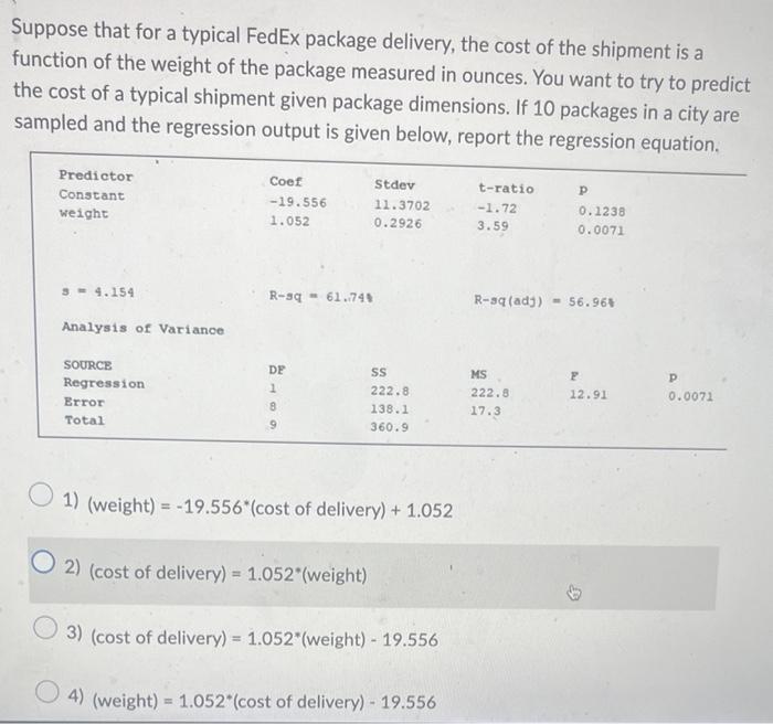 Solved Suppose that for a typical FedEx package delivery, | Chegg.com