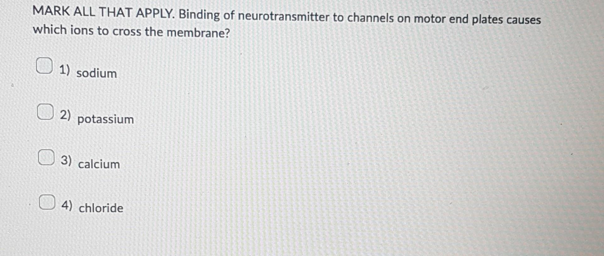 Solved MARK ALL THAT APPLY. Binding of neurotransmitter to | Chegg.com
