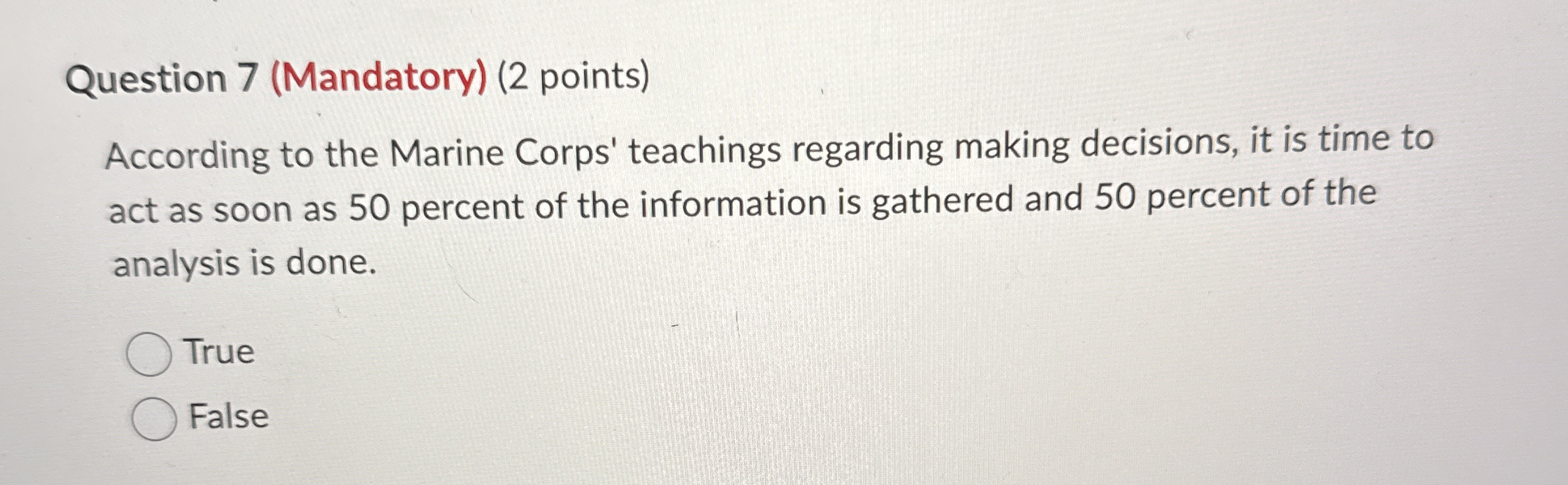 Solved Question 7 (Mandatory) (2 ﻿points)According to the | Chegg.com