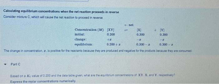 Solved Calculating equilibrium concentrations when the net | Chegg.com