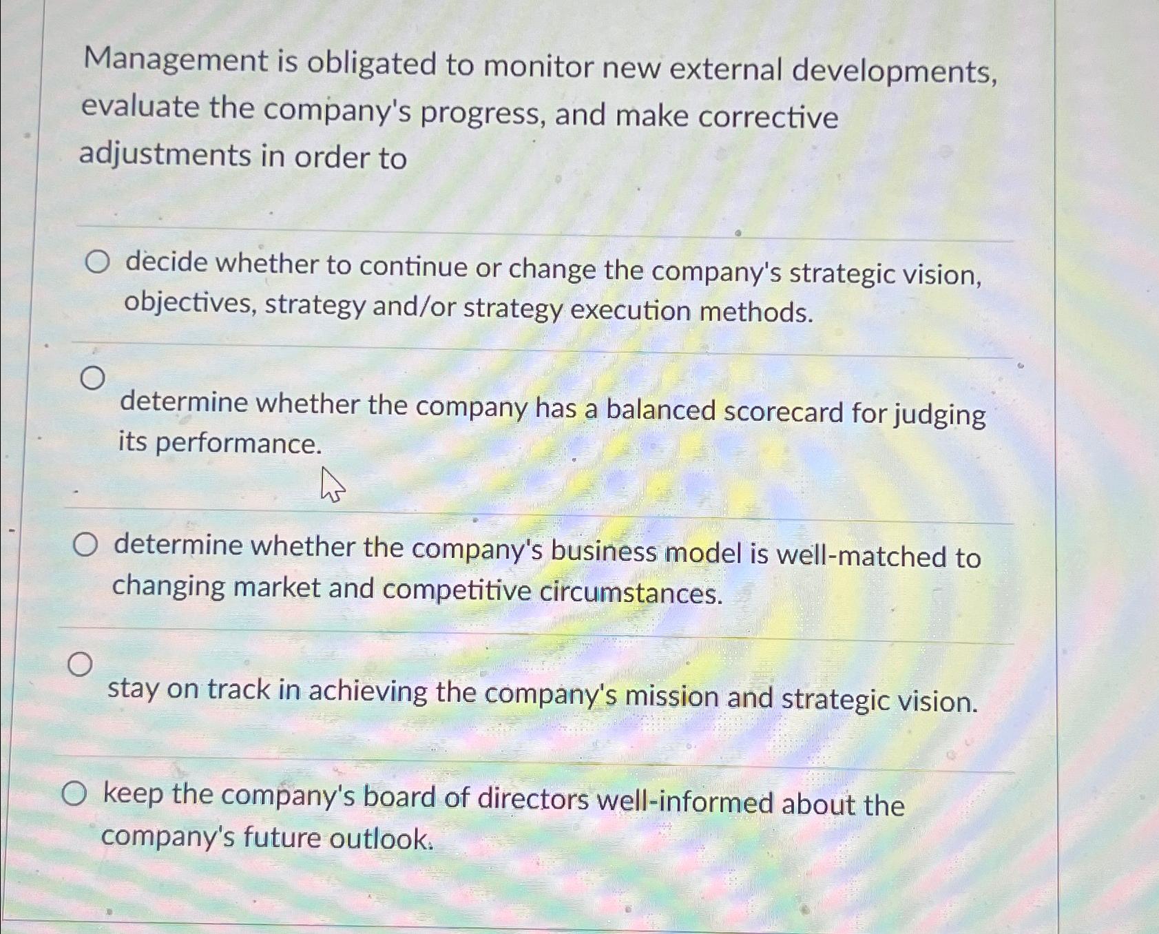 Solved Management is obligated to monitor new external | Chegg.com