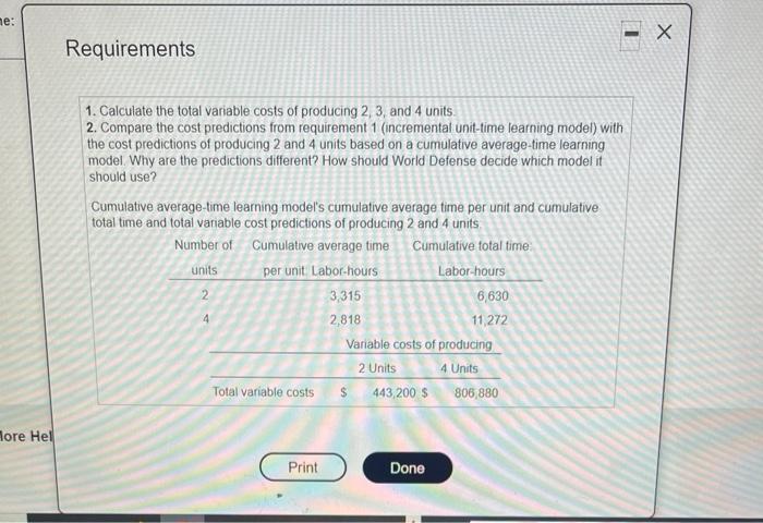 Solved World Defense manufactures radar systems It has just | Chegg.com