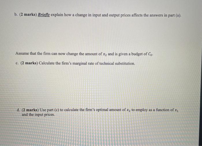 Solved e. (2 marks) Use part (d) to determine the firm's | Chegg.com