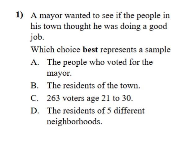 Solved A mayor wanted to see if the people in his town | Chegg.com