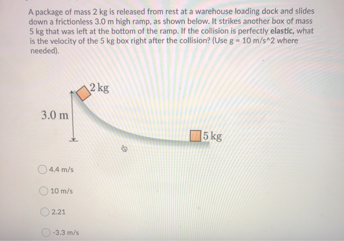 Solved A package of mass 2 kg is released from rest at a | Chegg.com