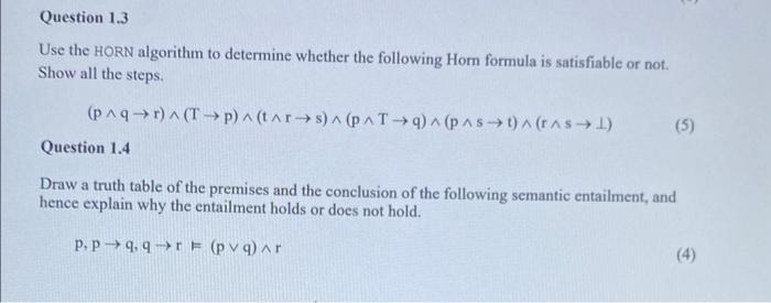 Solved Use The Horn Algorithm To Determine Whether The 9399