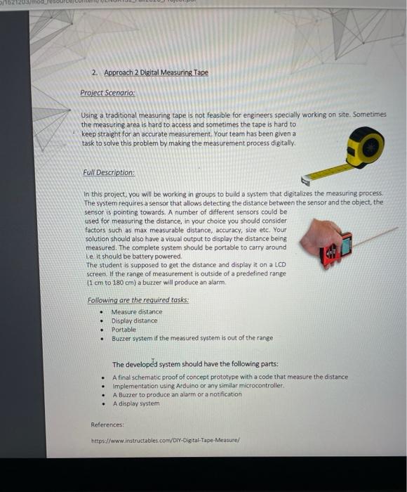 Solved 2. Approach 2 Digital Measuring Tape Project | Chegg.com