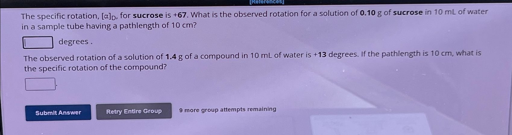 Solved The specific rotation, [α]D, ﻿for sucrose is +67. | Chegg.com